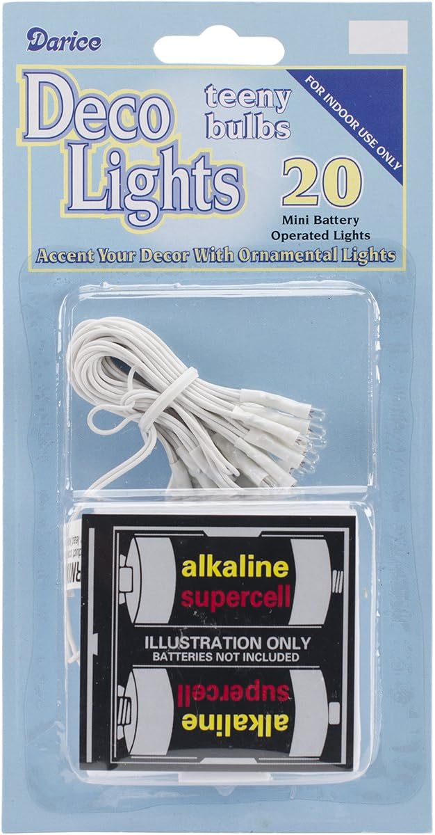 Amazon.com: Darice Battery Pack, 20 Rice Teeny Bulbs Light Set, Clear ...
