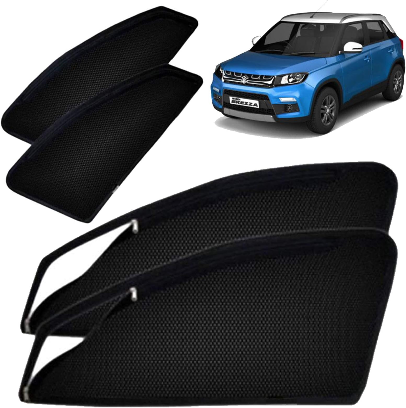Autofact Magnetic Window Sunshades/Curtains for Maruti Brezza [Set of ...