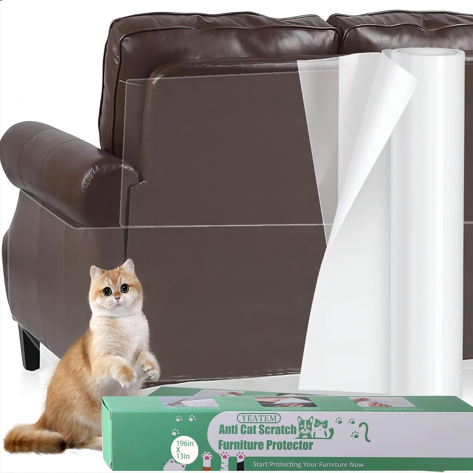 Amazon.com : [Thicken Vinyl] Cat Scratch Furniture Protector,196"x13 ...