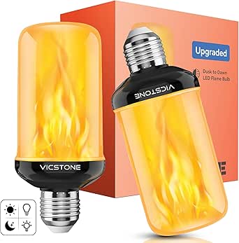 Vicstone Upgraded Dusk to Dawn LED Flame Light Bulbs Outdoor, 4 Modes ...