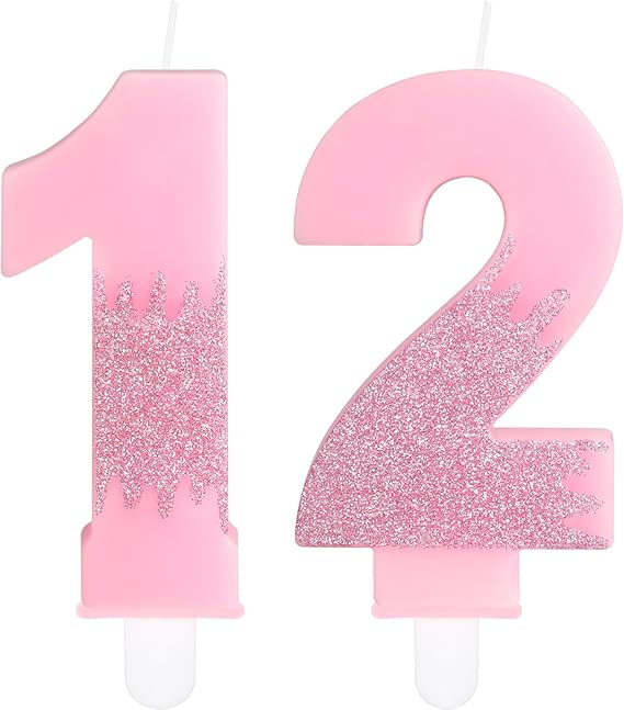 Pink 12th Birthday Candles, Pink Number 12 Candles Frozen Cake ...