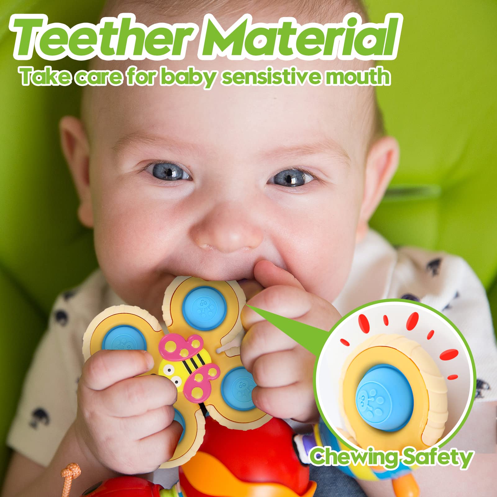 FIDWOD 3pcs Suction Cup Spinner Toys, Insect Fidget Toys for Kids,Baby ...