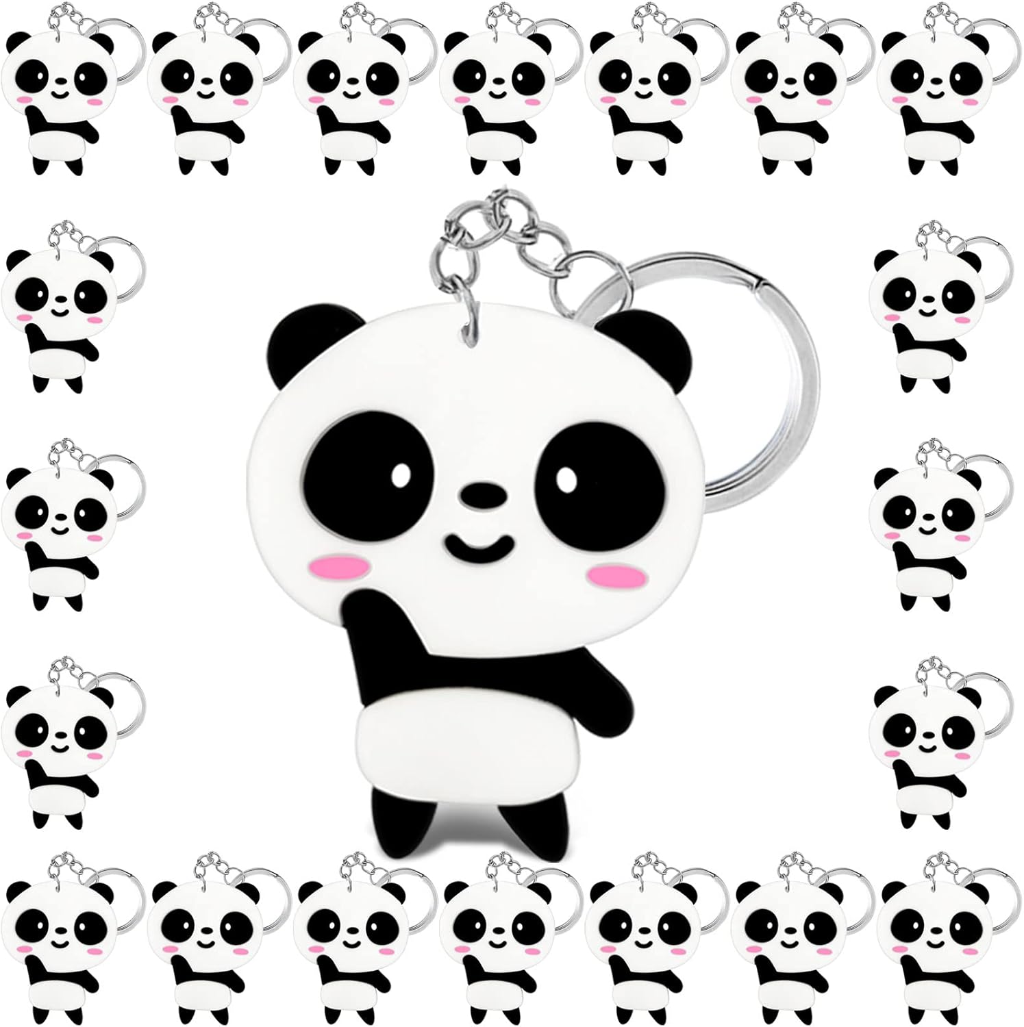 Amazon.com: Elecrainbow 20 Pack Cute Panda Bear Keychains Party Favors ...