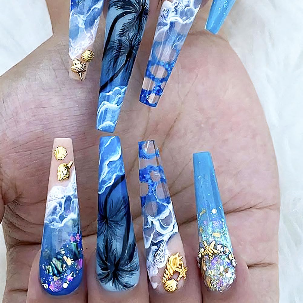 Amazon.com: QQPPOLIU Coffin Press on Nails Long False Nails Glossy ...