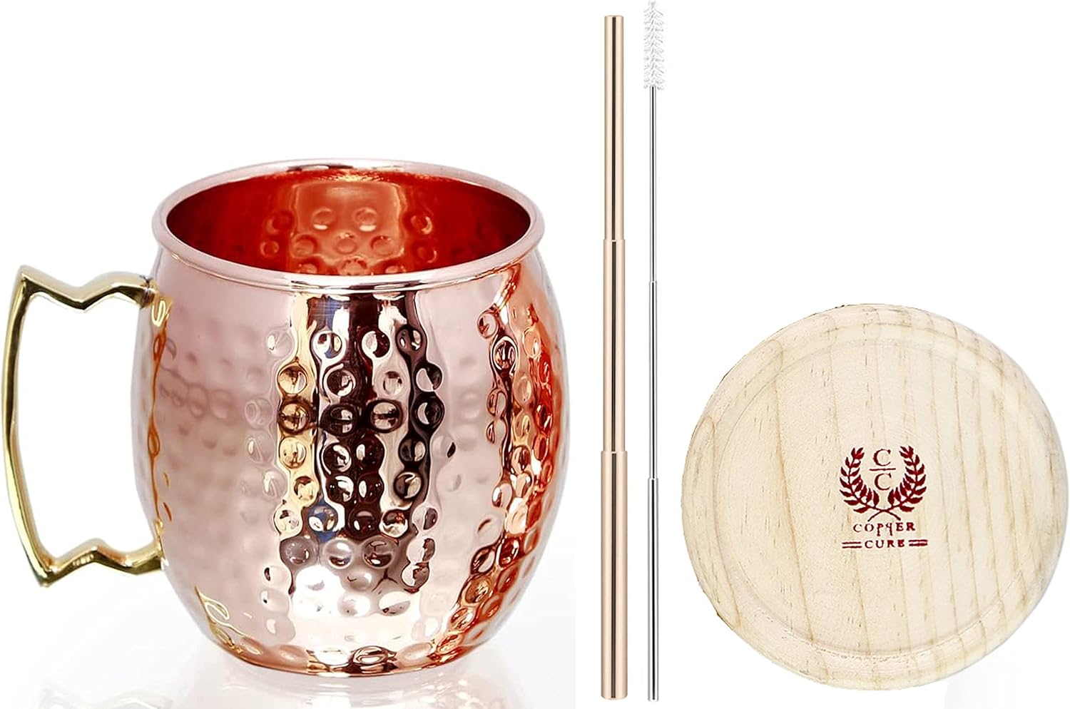 Amazon.com | Pure Copper Mug 16 Oz - Hammered Copper - Gift Pack ...