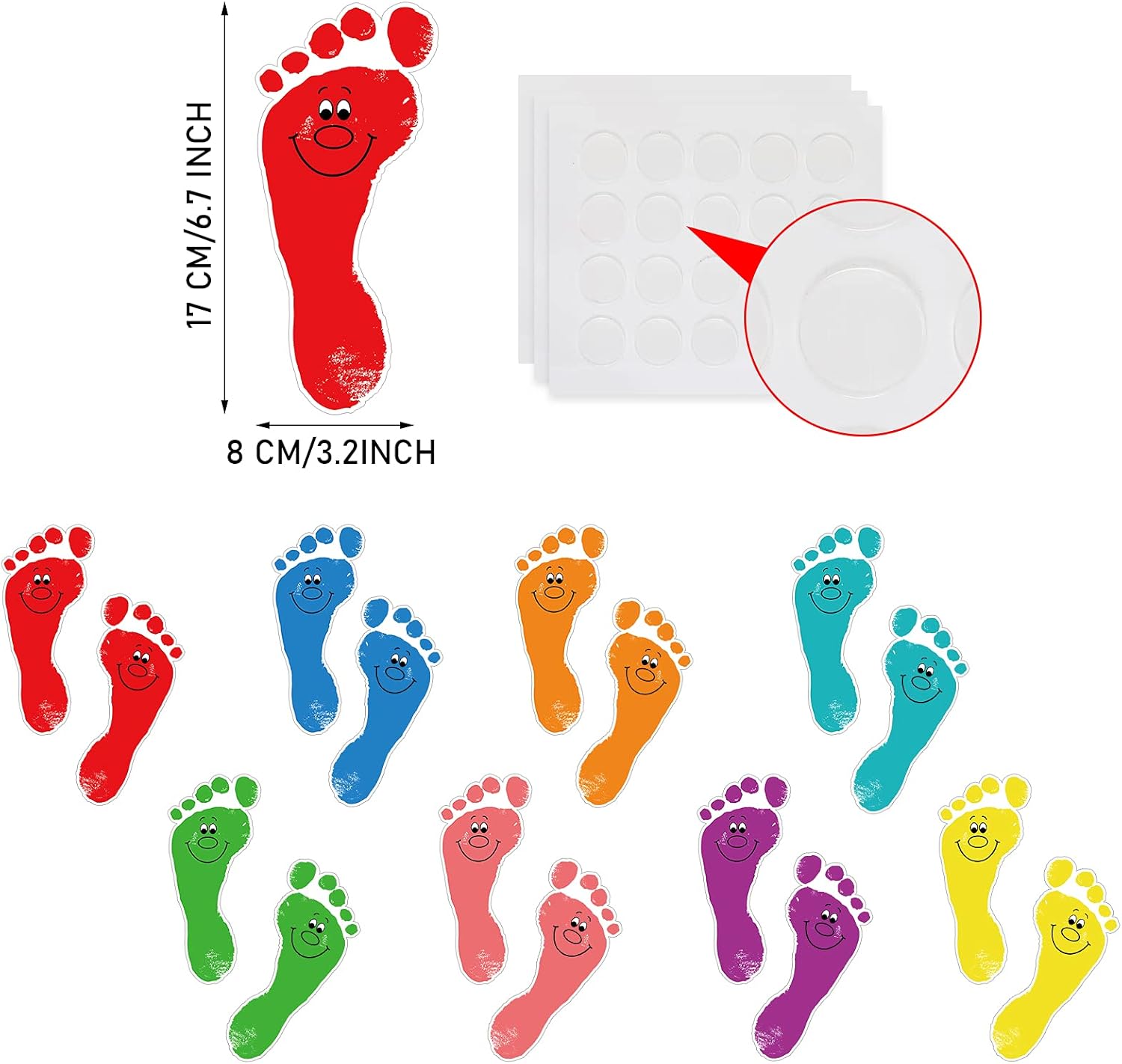 48 Pieces Colorful Footprint Cut-Outs, Foot Creative Cutouts Footprint ...