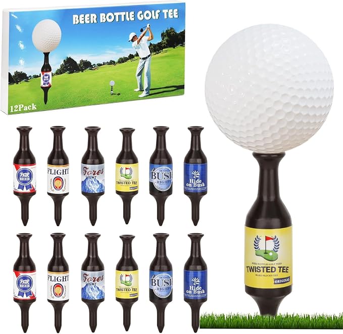 QHMENG 12 Pack Funny Golf Tees, Beer Bottle Golf Tees Recyclable ...