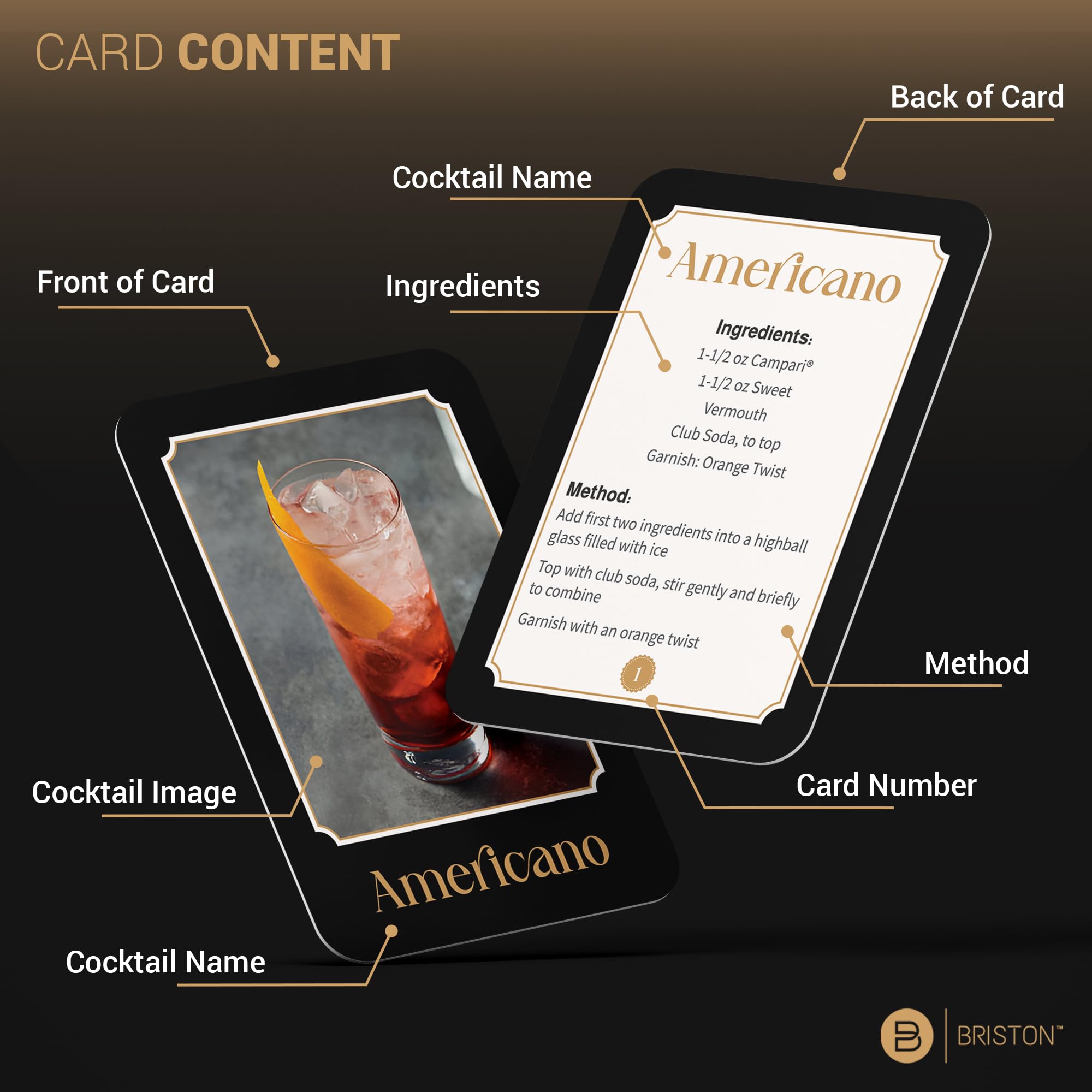 Snapklik.com : Cocktail Recipe Cards Set 52 Bartender Drink Recipes For ...