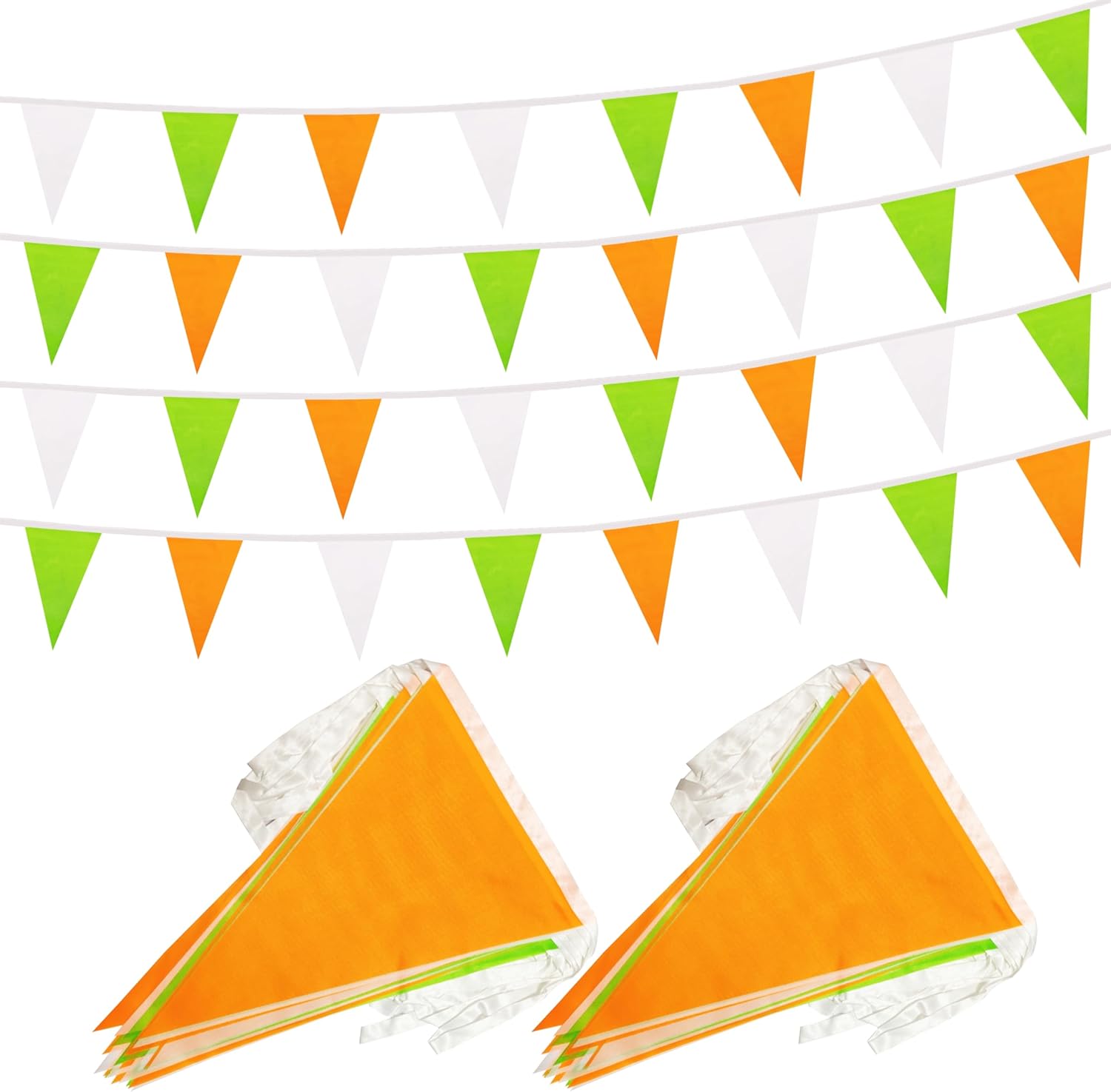 Amazon.com : Yamiuo 100 Ft White Green Orange Pennant Banner Flag, 60 ...