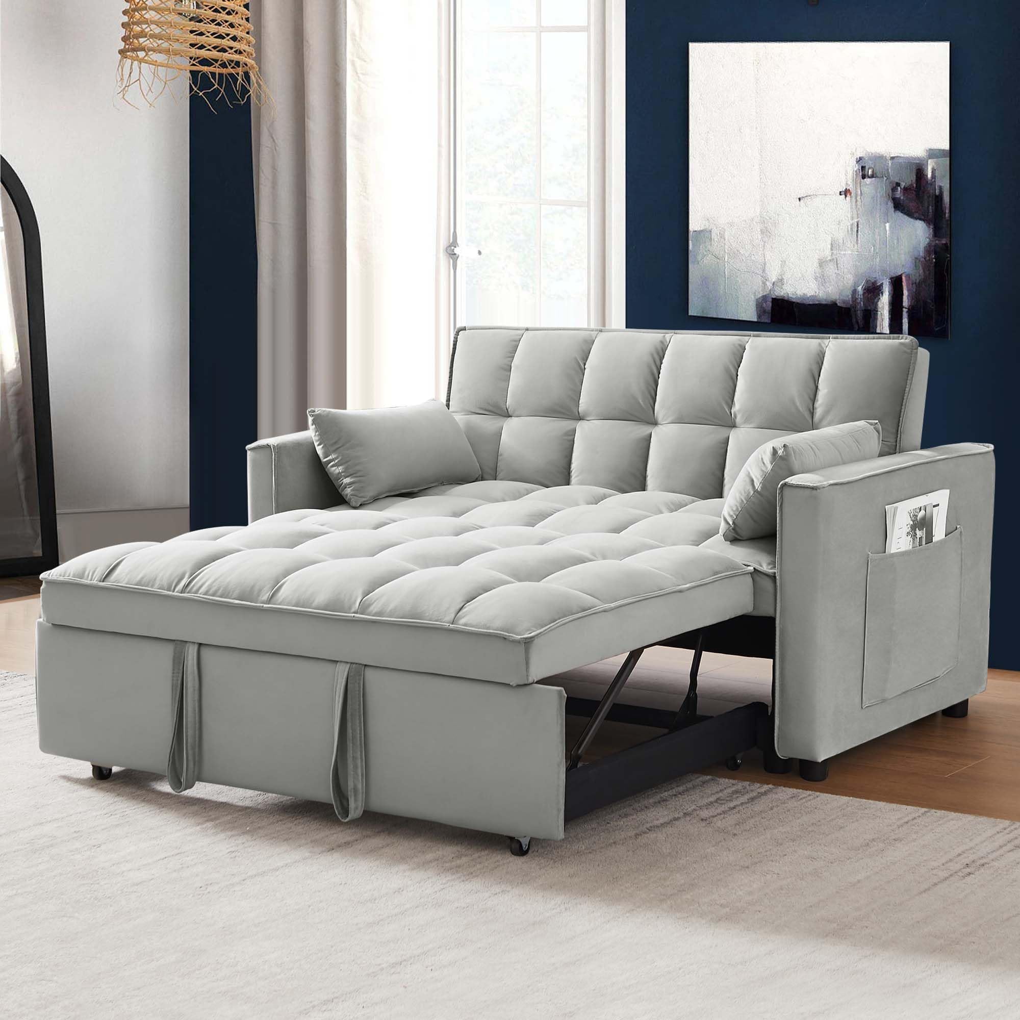 Amazon.com: SumKea 55'' 3-in-1 Futon 2-Seater Loveseat Pull Out Couch ...