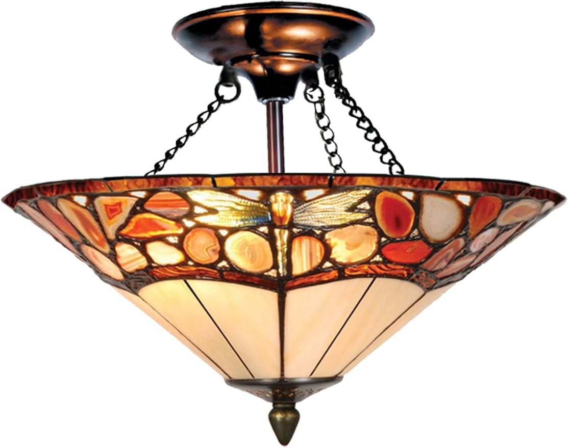 Dale Tiffany TH10501 Dragonfly Agate Ceiling Light, Antique Bronze and ...
