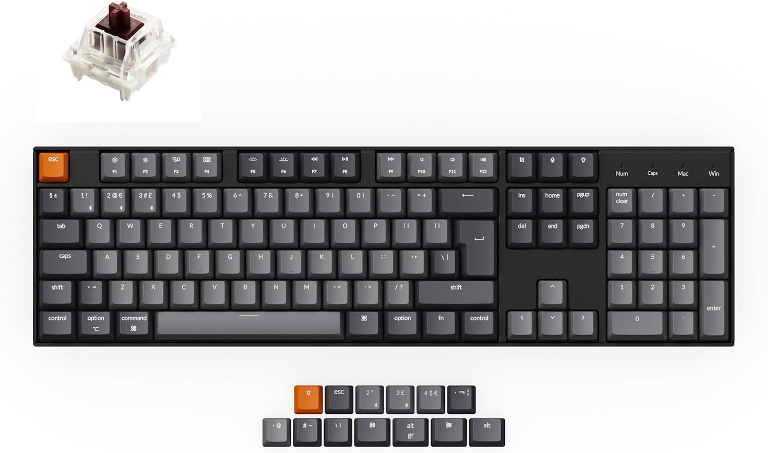 Keychron K10 ISO-UK-Layout Full Size Layout White LED Backlit Hot ...