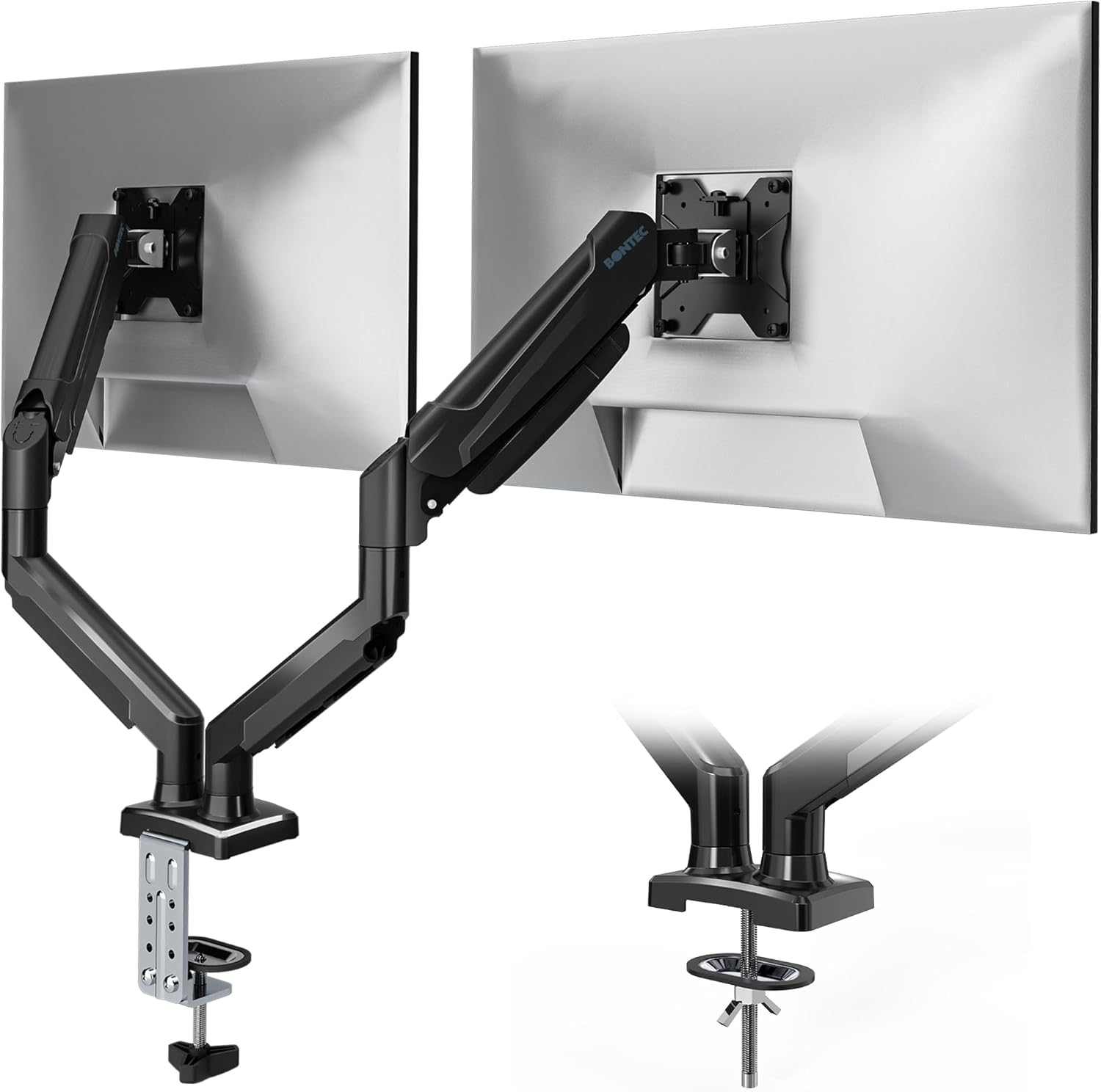 BONTEC Dual Monitor Stand, Adjustable Gas Spring Arms Monitor Desk ...