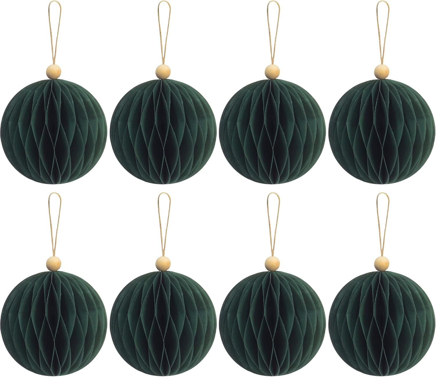 KI Store 8pcs Green Paper Christmas Baubles with Magnetic Closing 8cm ...