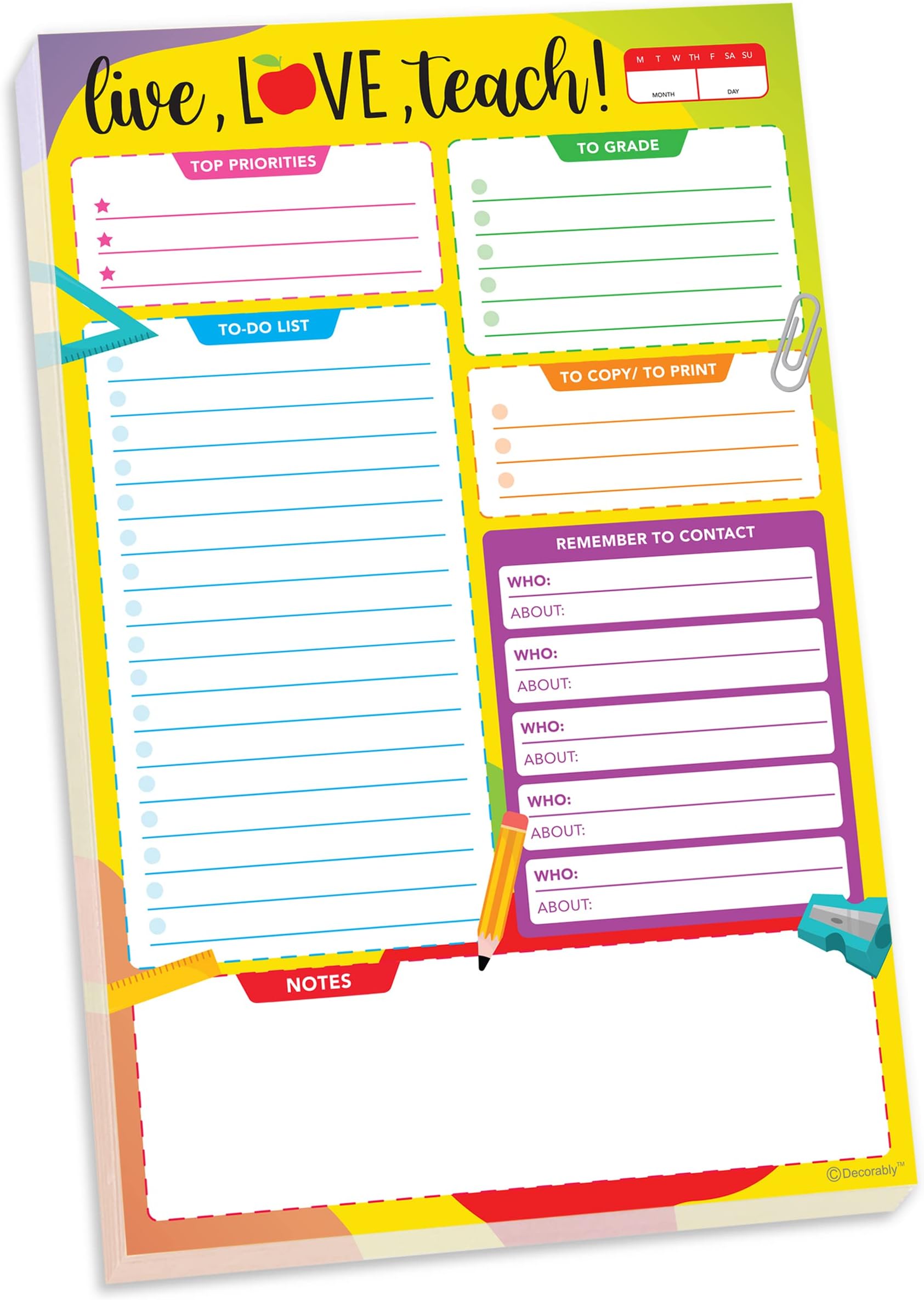 Amazon.com : Tuun Fuplan Teacher Notepad - Teacher To Do List Notepad ...