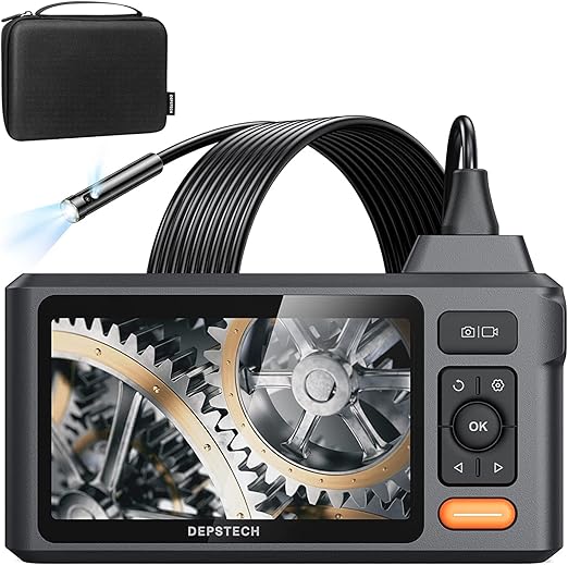 DEPSTECH 5'' IPS Screen Borescope, 1080P Dual Lens Endoscope with Light ...