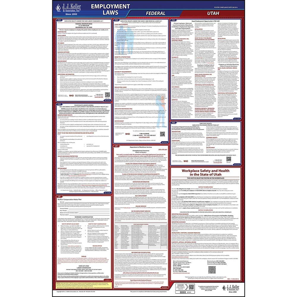 Buy 2022 Utah and Federal Labor Law Poster (English, UT State) - OSHA ...