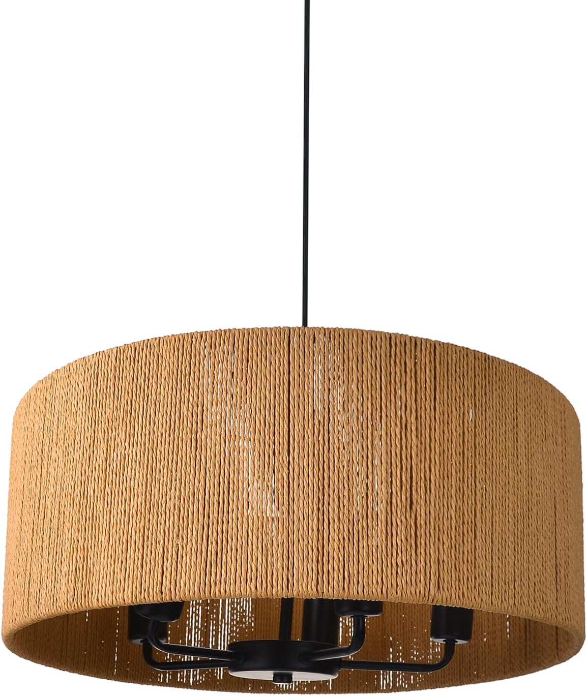 Linour Rattan Farmhouse Chandelier Light: 5-Lights Boho Large Pendant ...