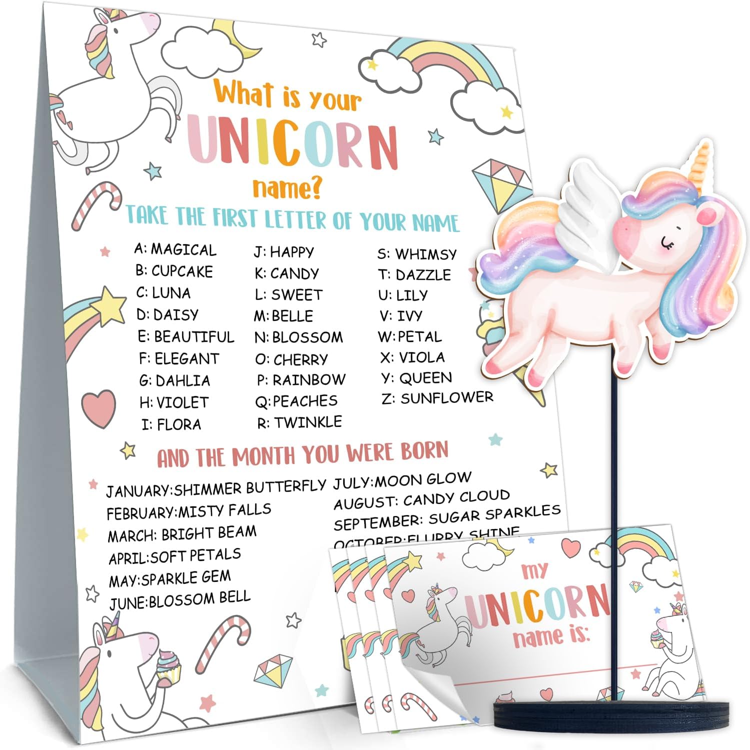 Amazon.com: What is Your Unicorn Name Game Set Including 1 Unicorn Name ...
