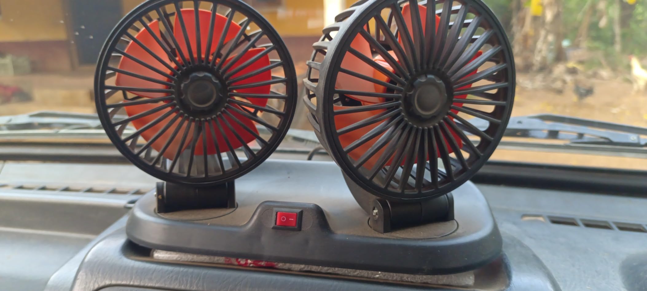 LOVMOTO Universal Car Fan, 12V Portable Cooling Fan 360Adjustable Dual ...