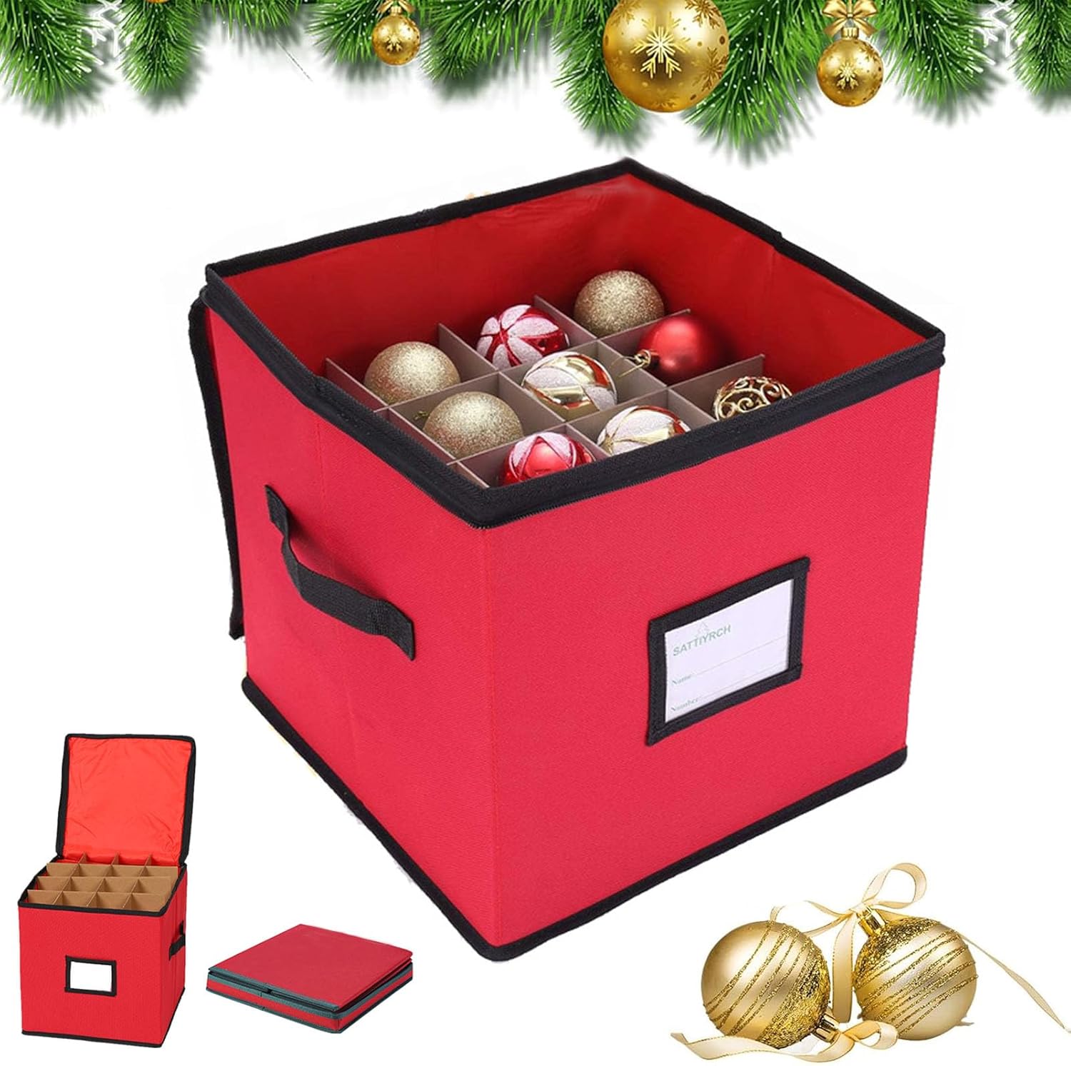 Amazon.com: XINWENLI Christmas Ornament Storage Box, Holiday Cheer ...