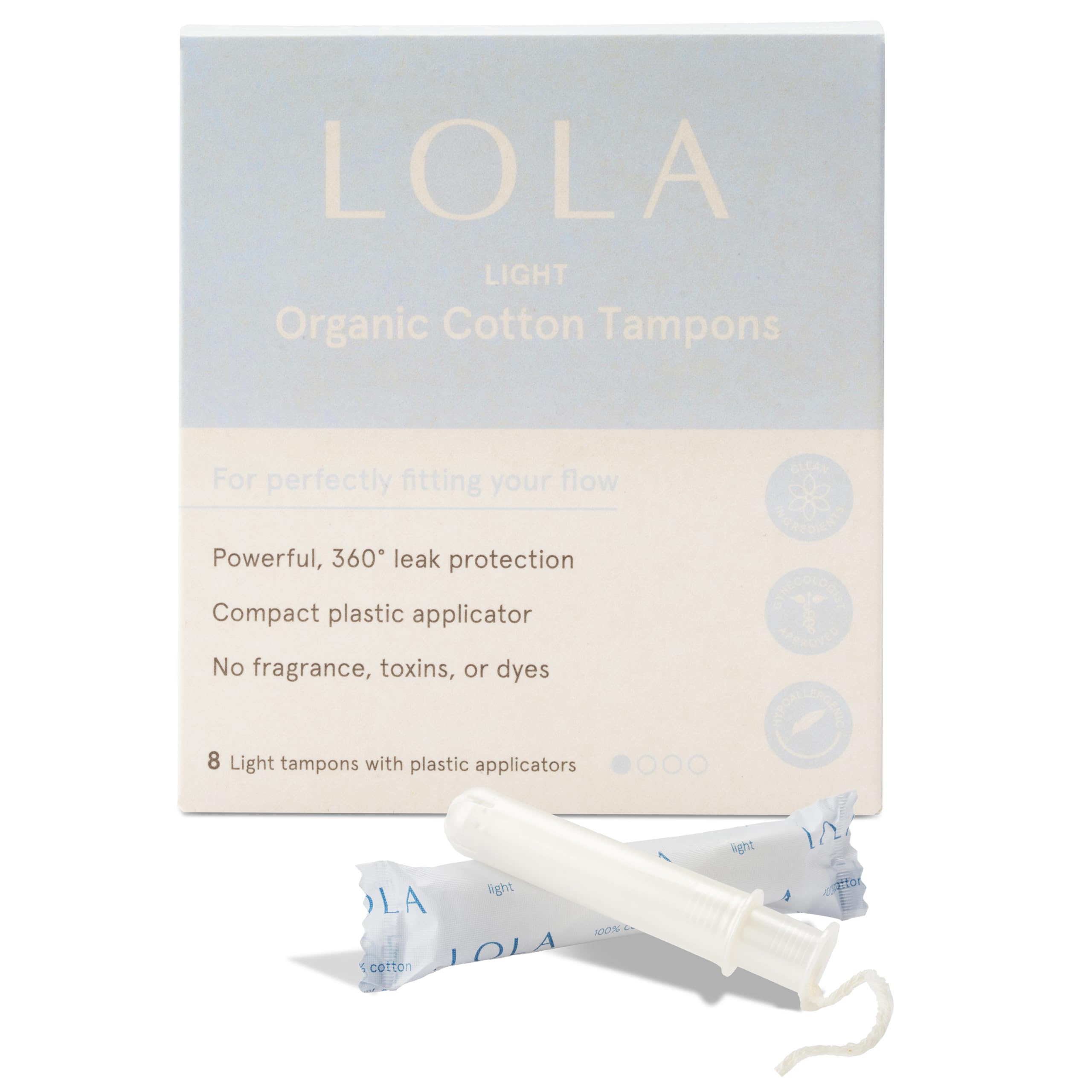 Amazon.com: LOLA Organic Cotton Tampons, 8 Count - Light Non-Toxic ...