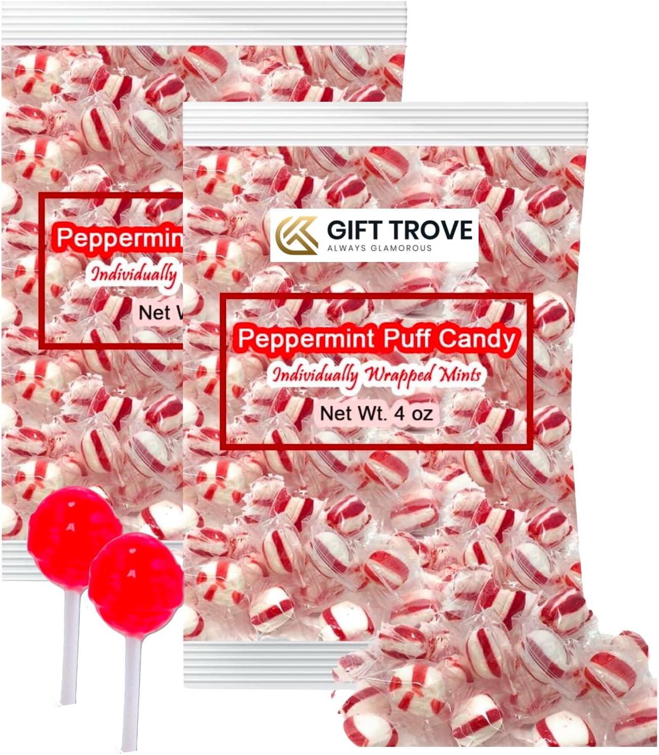 Amazon.com : Soft Peppermint Puffs Candy 2 Bags -15oz, Met Away Mint ...
