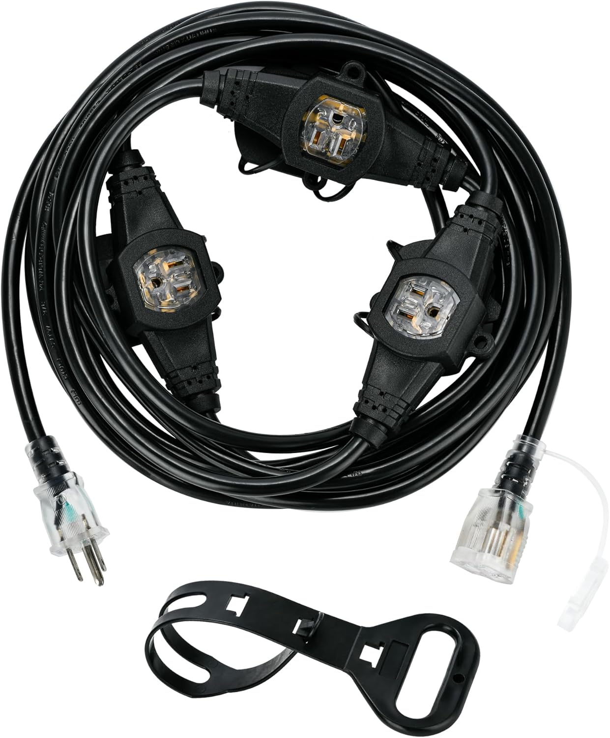 20FT 16 Gauge Multi-Outlet Outdoor Extension Cord, 4 Evenly Spaced ...