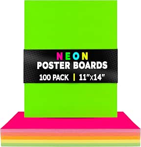 Amazon.com: Hygloss Medium Poster Board 11x14 - 100 Assorted Neon Color ...