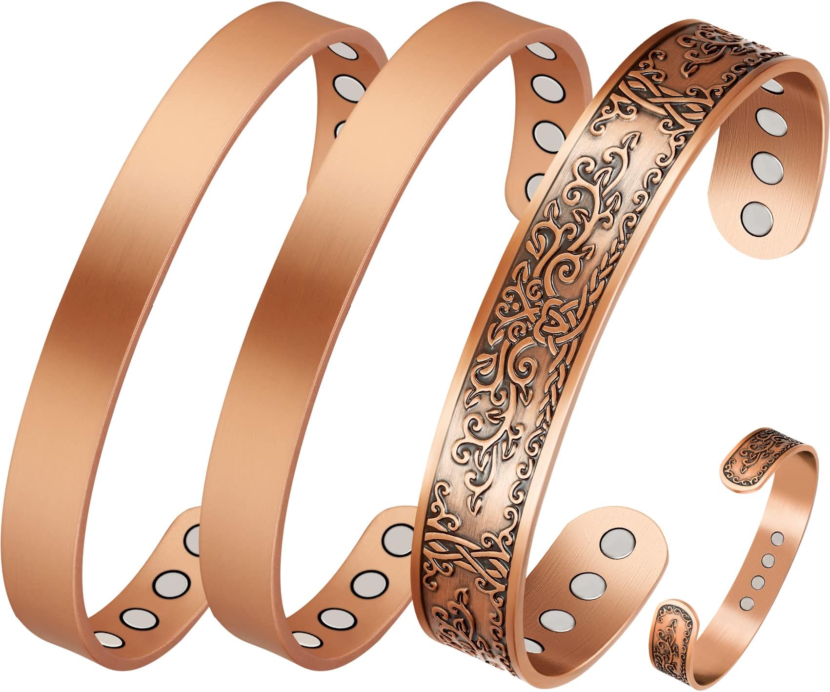 Amazon.com: Feraco 12X Strength Wide Copper Bracelet for Men Magnetic ...