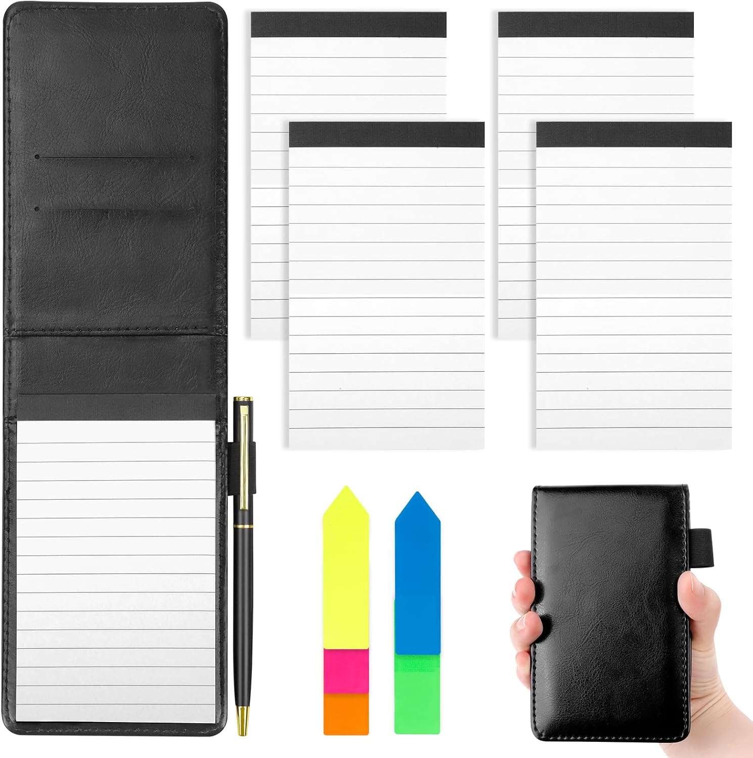 SHAIDOJIO 7Pcs Small Pocket Notepad Holder Set, Mini Notepad Pen Holder ...