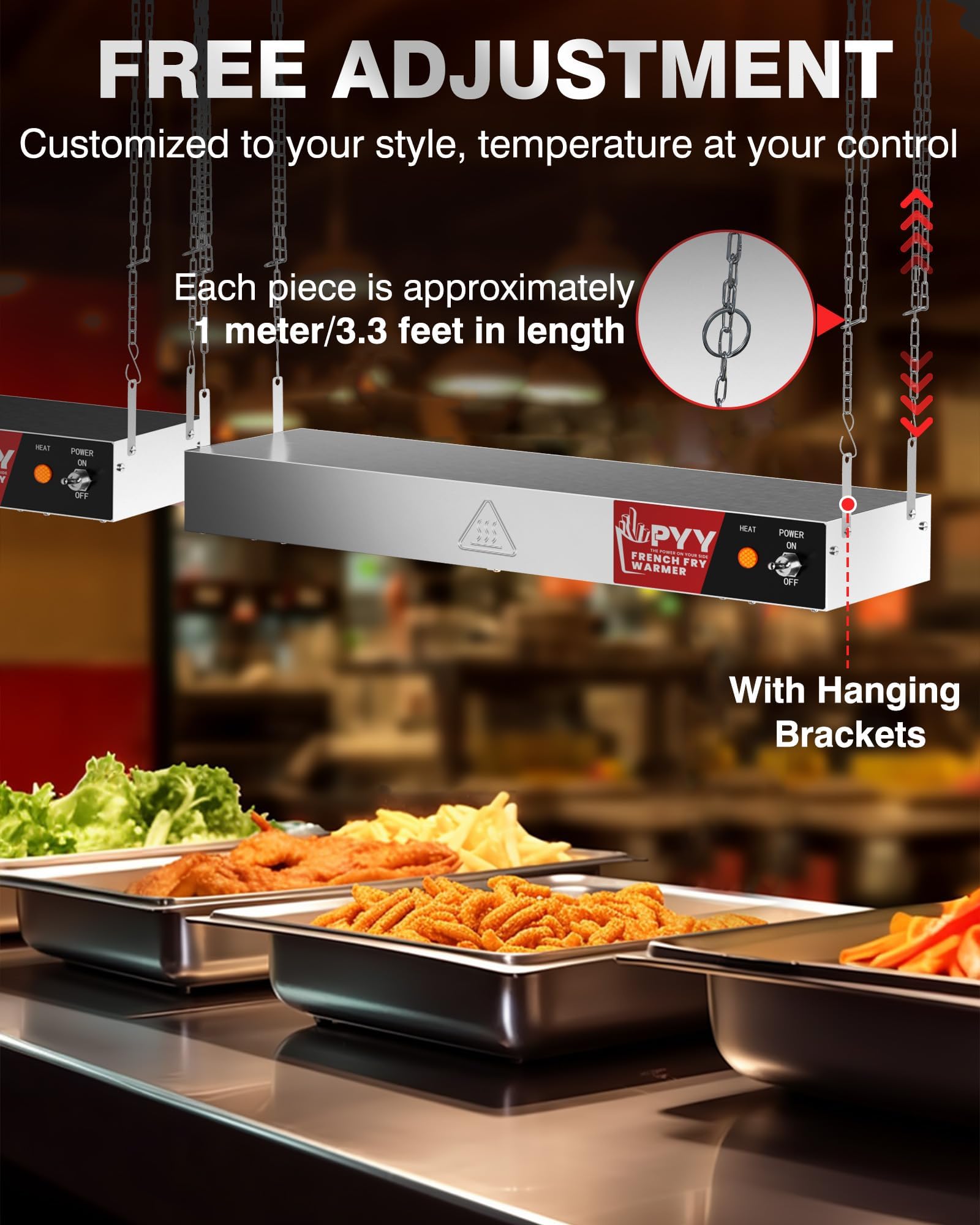 Snapklik.com : Food Heat Lamp Strip, 24" Hanging Commercial Food ...
