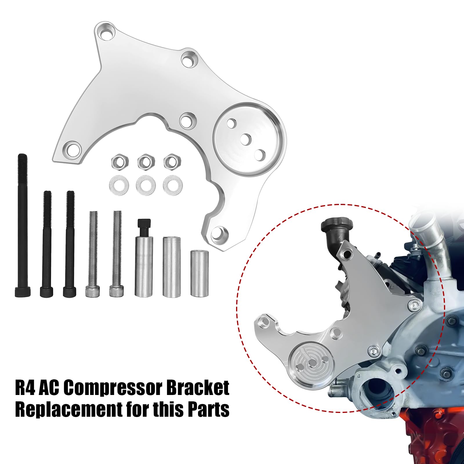 Snapklik.com : R4 AC Compressor Bracket, LS High Mount A/C Bracket Fit ...