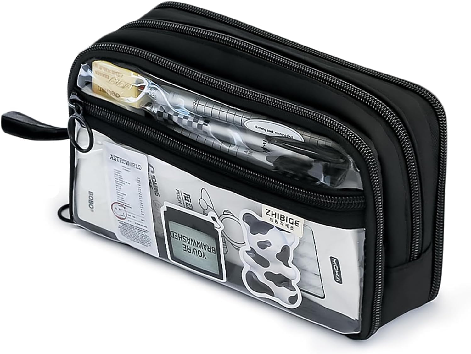 Amazon | karonpeln ペンポーチ 透明 大容量 筆箱 3段タイプ シンプル 文房具入れポーチ 韓国 おしゃれ 可愛い 高校生 女子 中学生 人気 筆入れ 多機能 メイクポーチ ...