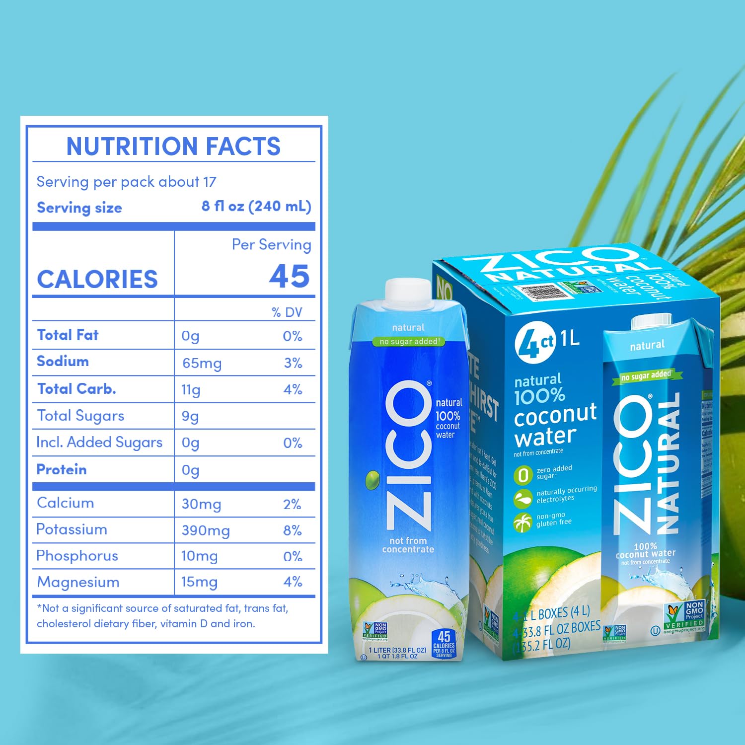 Snapklik.com : Zico 100% Coconut Water, No Added Sugar, Refreshingly Delicious, Hydration