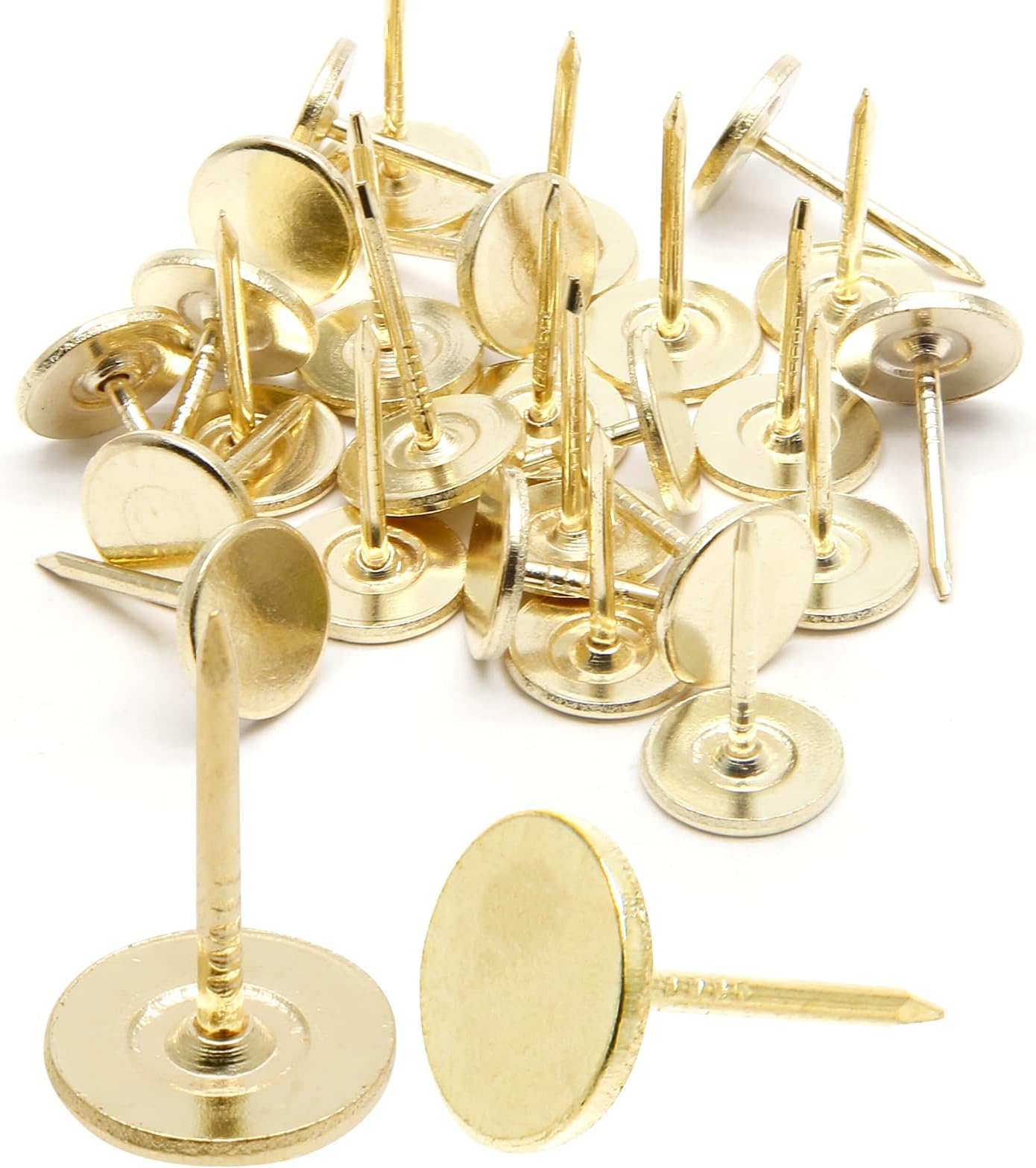 Piutouyar 17mm / 0.67 Inch Flat Head Thumb Tacks, Gold Upholstery Tacks ...