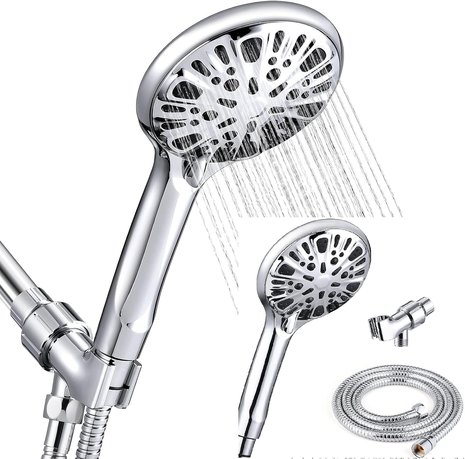 Handheld High Pressure Shower Head Set, 9-Spray Setting Rainfall Shower ...