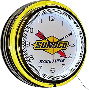 Amazon.com: Sunoco Race Fuels 18" Yellow Double Neon Advertising Clock ...