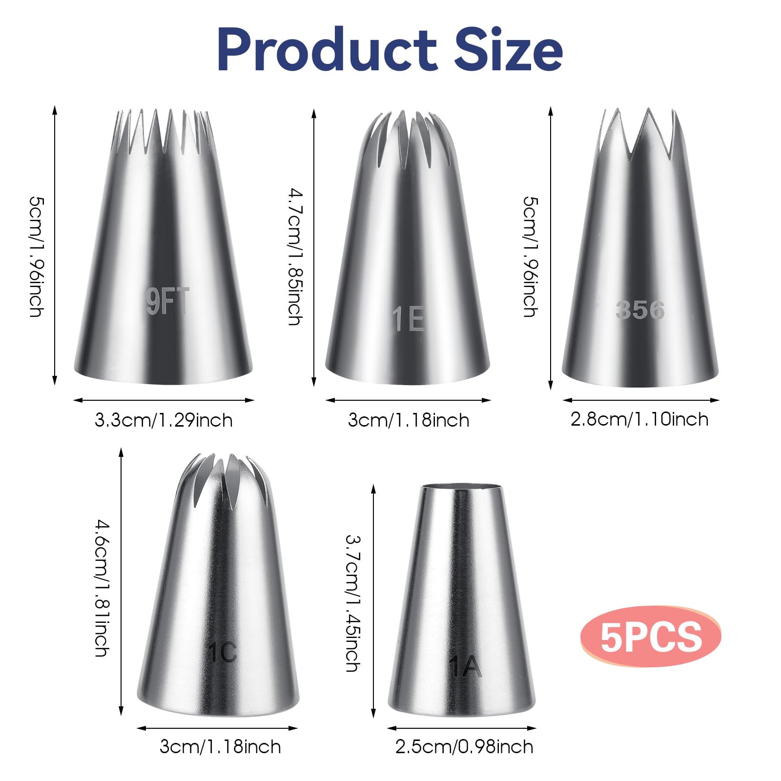 Snapklik.com : 5pcs Cake Piping Tips, Cake Decorating Supplies Piping ...