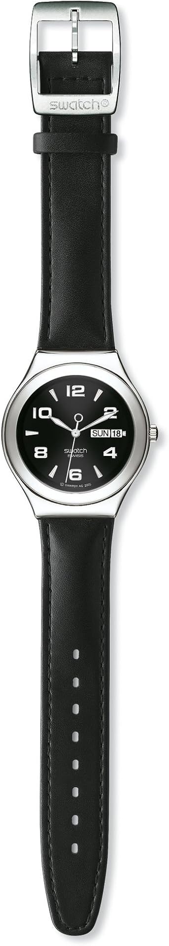 Swatch Mens Feature Steel Black Dial and Strap Watch : Amazon.co.uk ...