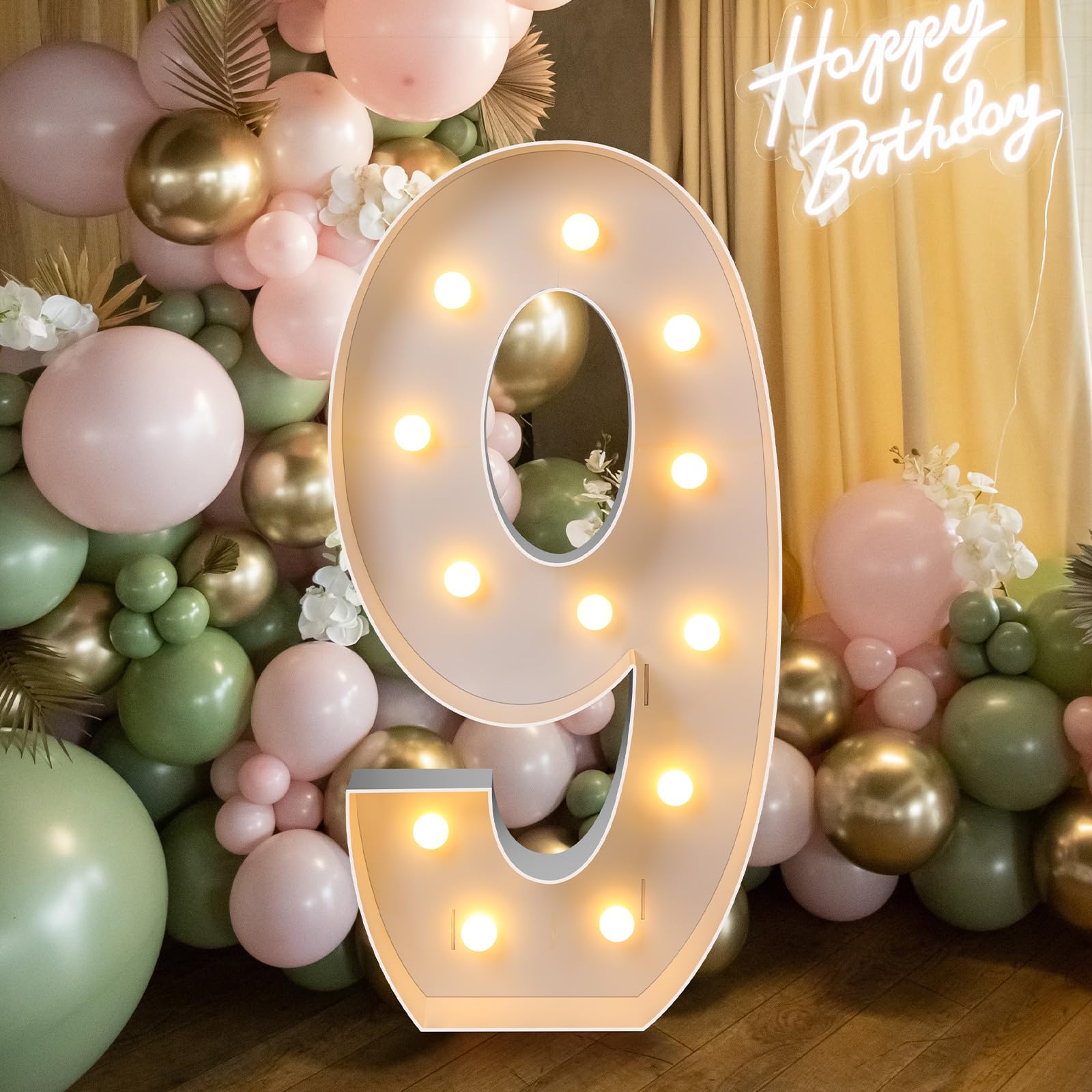 Retisee 4 ft Lighted Marquee Numbers Giant Mosaic Numbers Frame Set ...