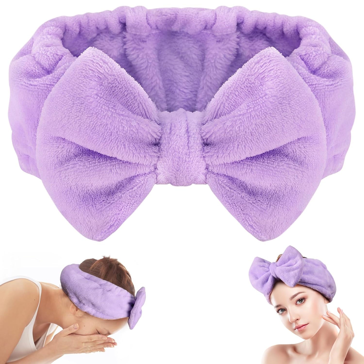 Amazon.com : Shintop Spa Headband, Soft Makeup Headband with Cute Bow ...