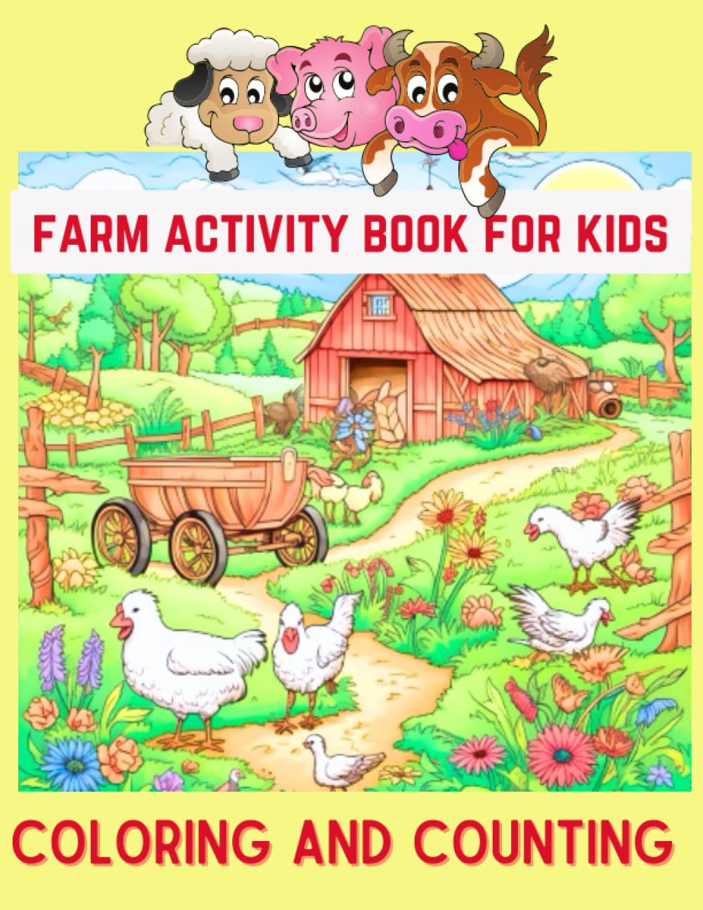 Farm Activity Book for Kids: Coloring and Counting, Adorable 50 ...