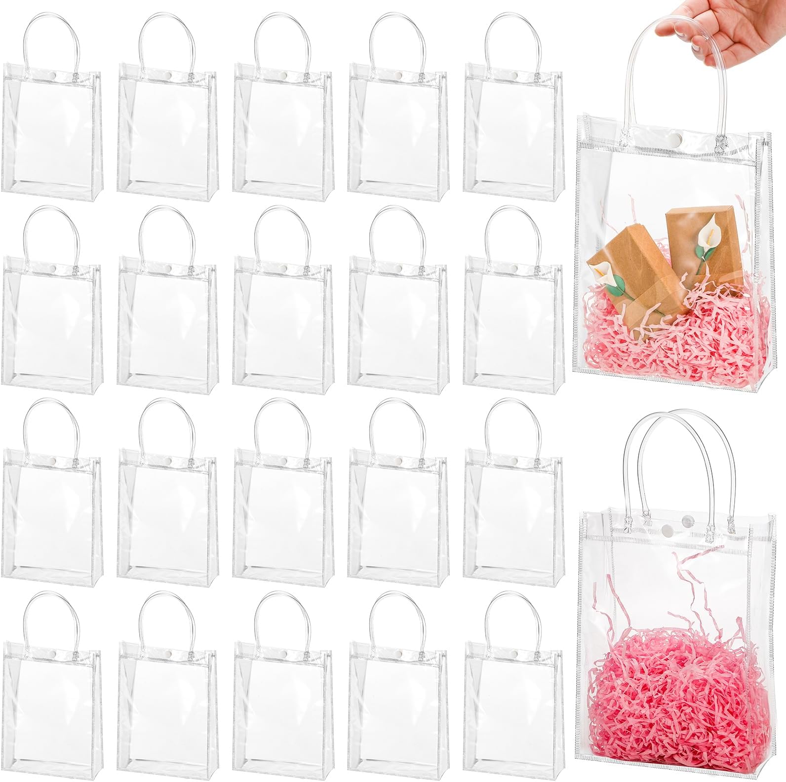 Amazon.com: Youeon 40 Pcs Clear PVC Gift Bags with Handles 9x6.7x2.7 ...
