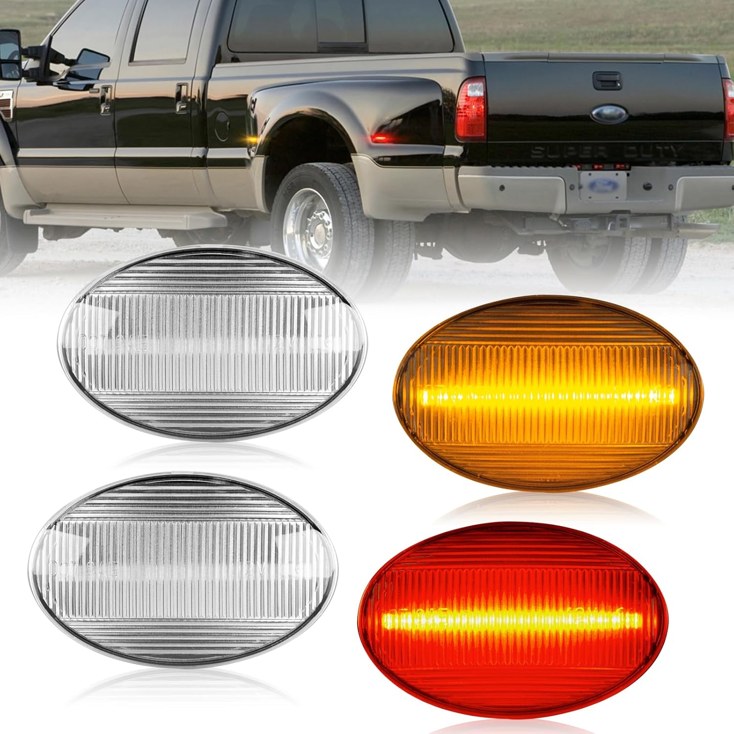 Amazon.com: POPMOTORZ 4Pcs LED Fender Side Marker Light Rear Bed side ...