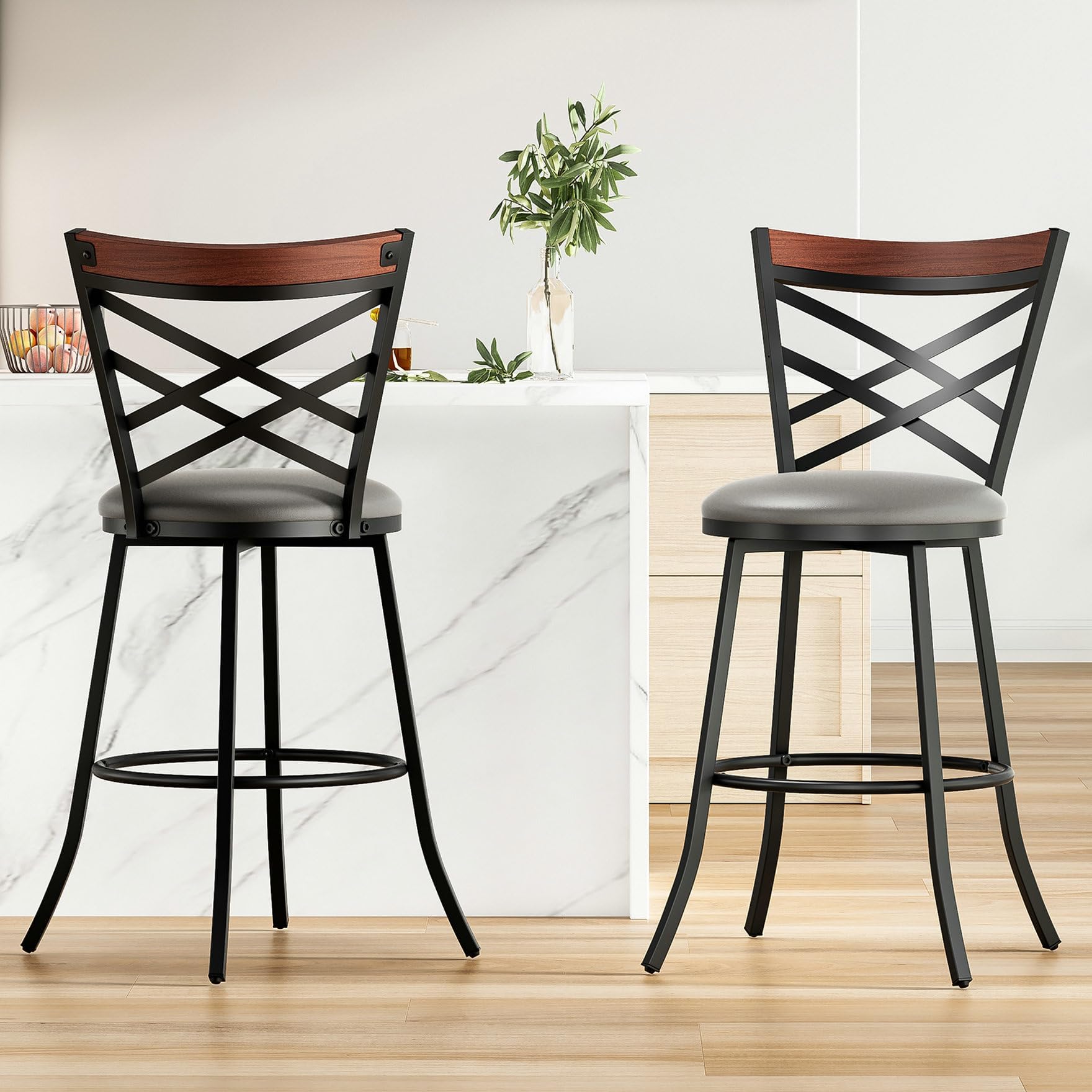 Amazon.com: Swivel Counter Stools Set of 2,Modern Counter Height Bar ...