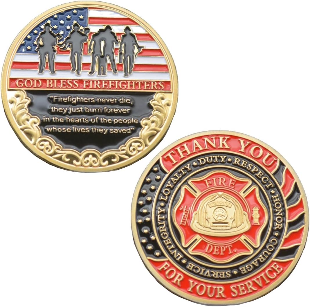 Amazon.com: Thank You for Your Service Firefighters Challenge Coin God ...