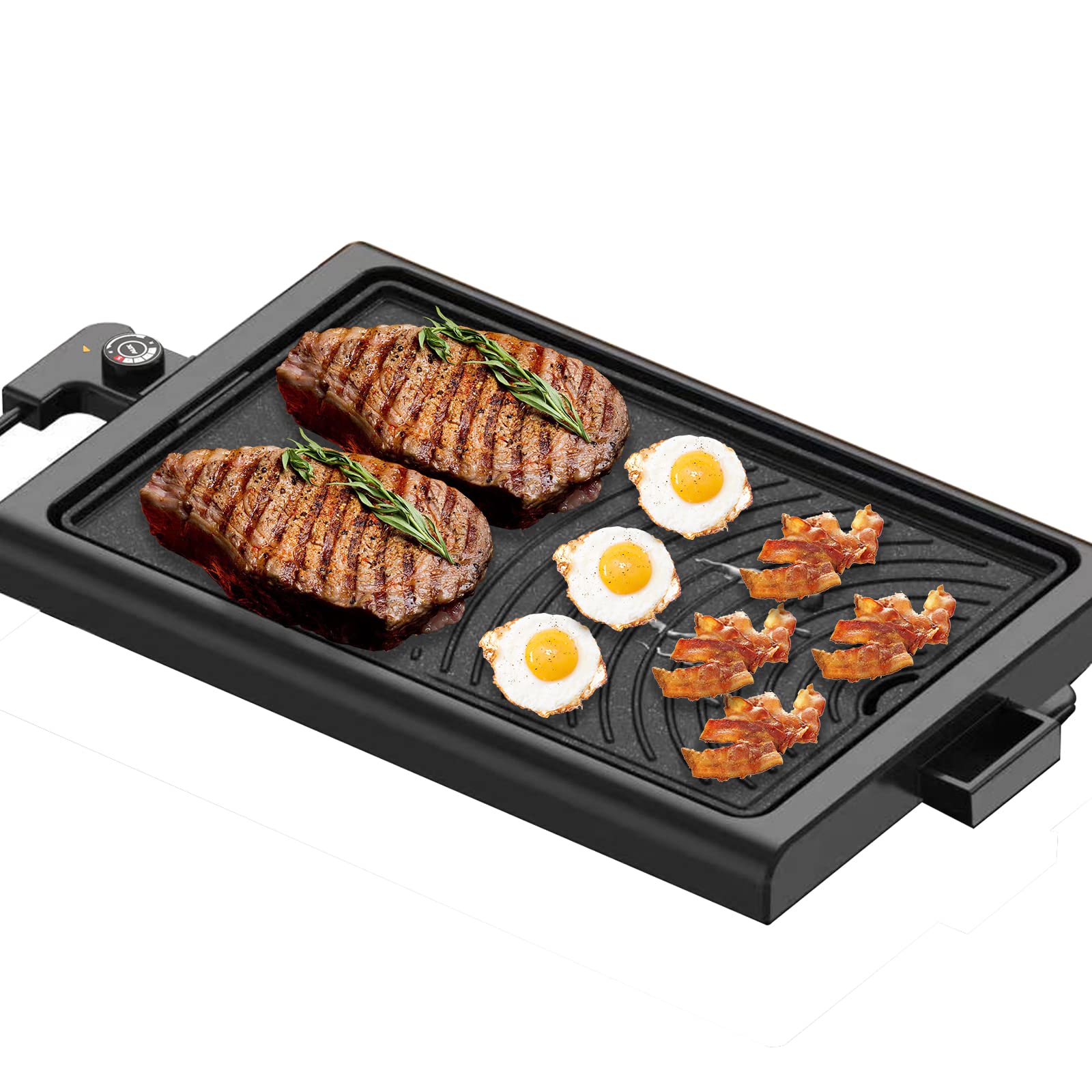 Electric Indoor Kitchen Griddle Nonstick Flat Cast Iron Grilling Plate ...