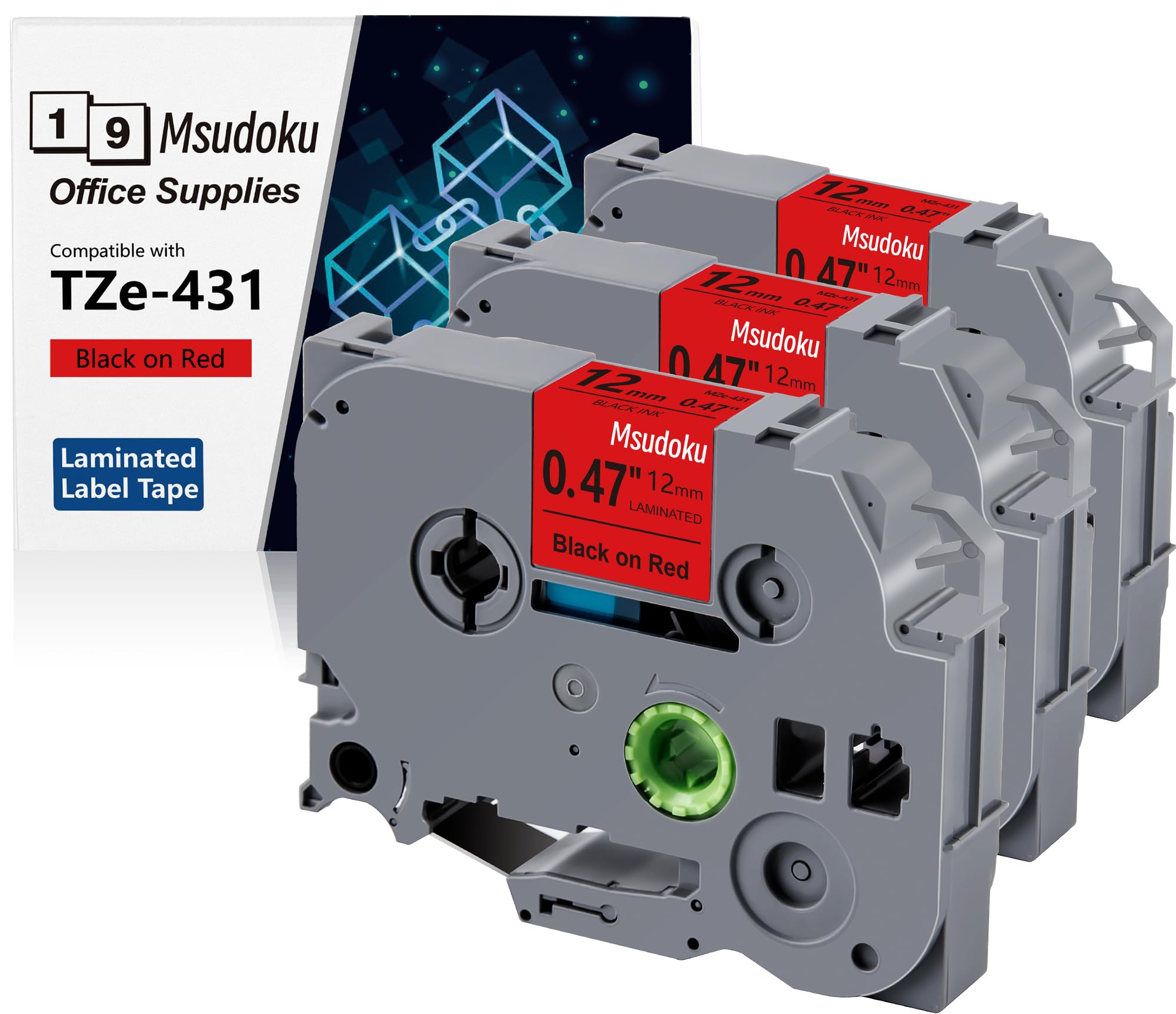 Amazon.com: Msudoku 12mm 0.47 Inch Laminated Red TZe-431 TZe 431 TZe431 ...