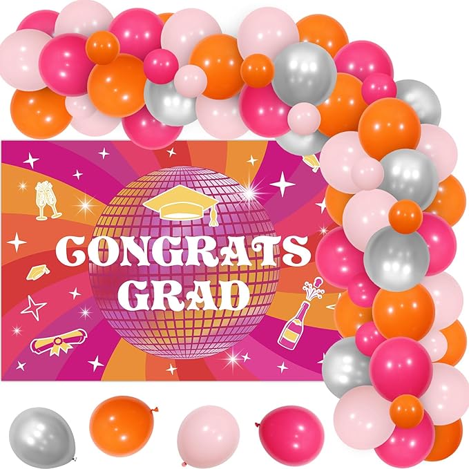 Amazon.com: Wonmelody Disco Graduation Party Decorations with Congrats ...